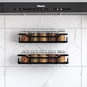 Kitsure Shower Caddy, Max Size - 12.6'' x 4.7'' x 2.4'' No Drilling Shower Organizer with 8 Hooks, Rustproof Stainless Steel Shower Shelf for Inside Shower, Shower Rack for Bathroom, Black - 2 Pack