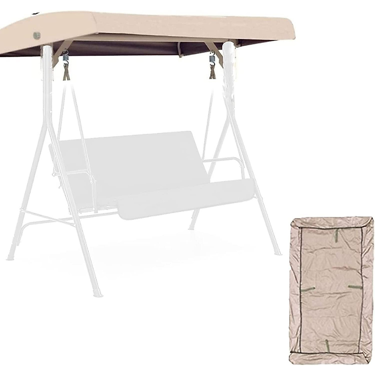 Replacement Canopy Top for Porch Swing, Strong Patio Swing Cover Universal Canopy for Garden Traditional 3 Person Swing (84x48x9inch, Beige)