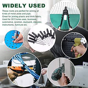 Keadic 80Pcs Blind Rivet Assortment Set, 4 Sizes Pop Rivets Black Tri-fold Exploding Pop Rivets (9/16", 3/4", 13/16, 1"), Black Large Flange Blind Rivets Aluminum Pop Rivets for Metal Furniture