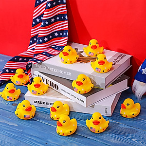 2.36 Inch Patriotic Rubber Ducks, Labor Day Red, White and Blue Stars Rubber Duckies for Fourth of July Party Supplies, Classic Rubber Duck Bath Toys for Party Favors, Baby Showers(12 Pieces)