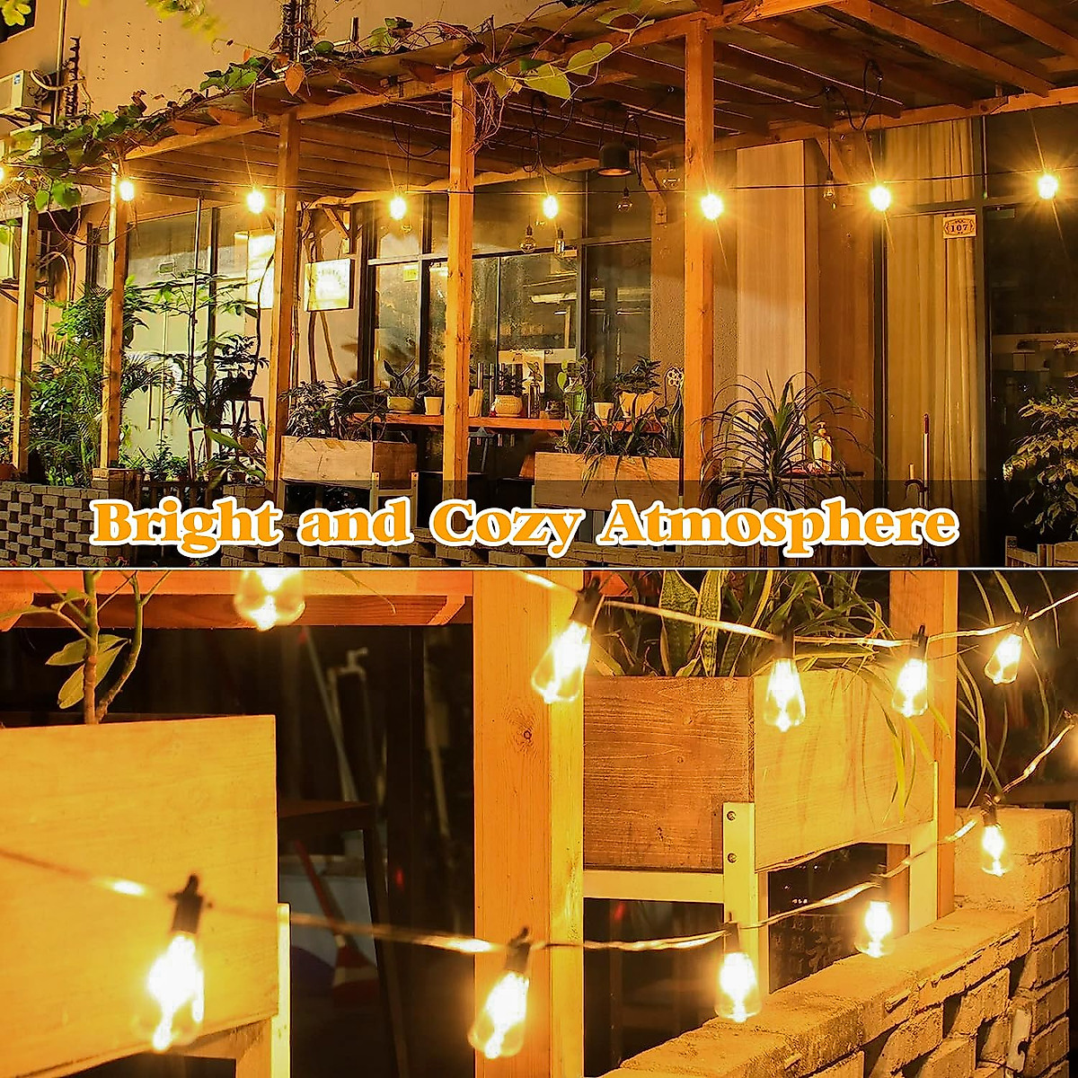 Couah 10 Pack Edison LED Light Bulbs, 0.6 watt E12 Screw Base Replacement Bulbs, LED Shatterproof Bulbs ST38 Clear Plastic Light Bulbs for Outdoor Patio ST38 String Lights, Warm White