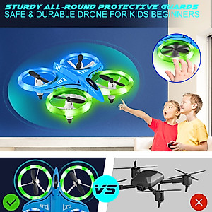 AUBNICO Drones for Kids, RC Drone with LED Night Lights One Key Take Off Landing Flips - Altitude Hold, Auto Rotating, 3D Flip, Headless Mode, Indoor Quadcopter Gift Toys for Boys Girls (Blue)