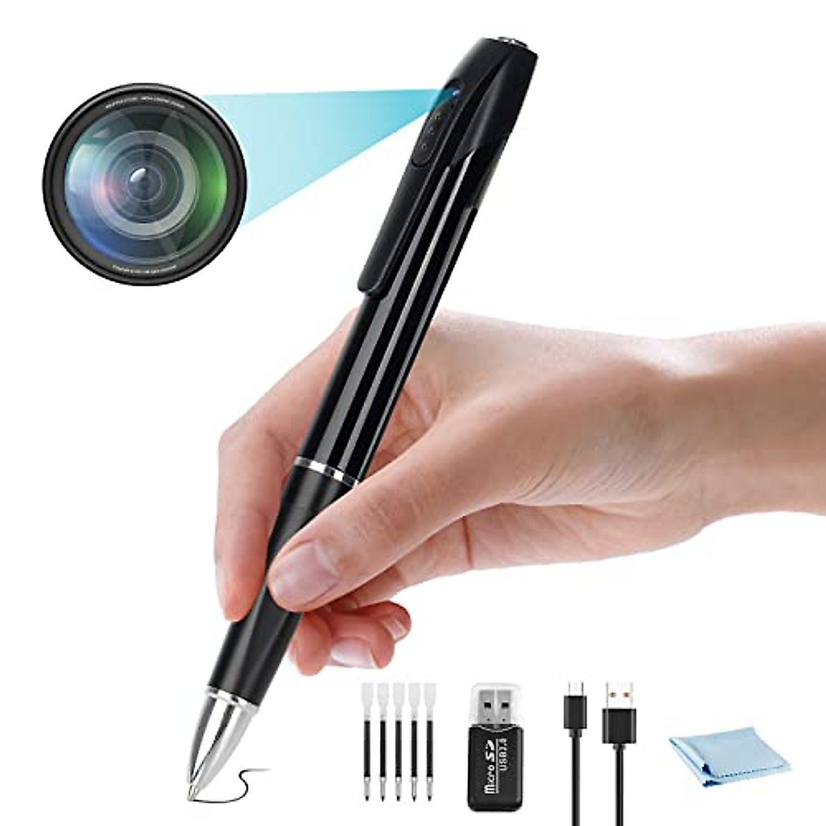 abyyloe Spy Camera, Hidden Camera with 32G SD Card, Mini Spy Camera with 1080P, Spy Pen for Taking Pictures, Mini Camera for Home Security or Classroom Study