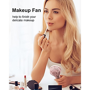 Zuvas Mini Portable Fan Rechargeable Small Handheld Fan 3 Speed Powerful Personal Fan Battery Operated USB Hand Fan for Outdoor Travel Makeup Eyelash Girls Children, Pink