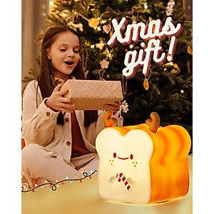 MIVANI Kids Toast USB Rechargeable Night Light, Touch Sensor, 1 Hour Timer, LED Silicone Night Light, Toddler Boy Nursery Nightlight, Cute Teen Girl Gift, Kawaii Room Decor