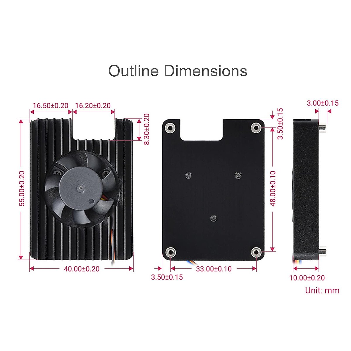 waveshare Cooling Fan for Raspberry Pi Compute Module 4 CM4, All-in-one Heatsink, PWM Speed Adjustable, 8000±10% RPM, Low Noise, with Thermal Tapes
