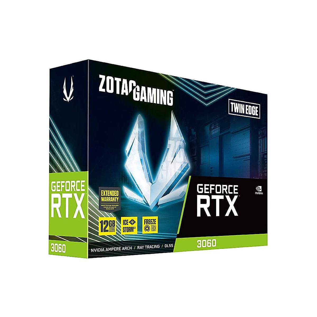 ZOTAC Gaming GeForce RTX 3060 Twin Edge 12GB GDDR6 192-bit 15 Gbps PCIE 4.0 Gaming Graphics Card, IceStorm 2.0 Cooling, Active Fan Control, Freeze Fan Stop, ZT-A30600E-10M