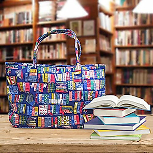 PGI Traders A Book Lover’s Tote Bag | 100% Cotton Canvas Carryall | Zip Closure | Flat Bottom | Metal Feet | Double Handles | Great Gift