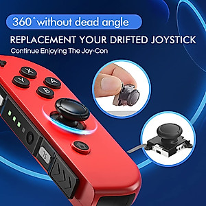SEONEZU Joycon Joystick Replacement 4 Pack, Joycon Repair Kit/Tool, No Drift, Analog Thumb Sticks for Nintendo Switch, Switch Lite & Switch OLED Controller, Left/Right Sensor Joystick, Thumbstick Caps