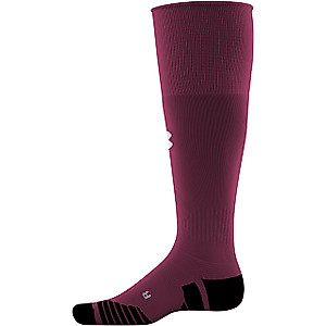 Under Armour Adult Soccer Over-The-Calf Socks, 1-Pair, Maroon/Black/White, Large