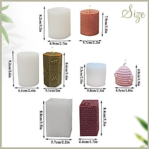Candle Molds，4PC Pillar Candle Molds for Candle Making Resin Molds Silicone 3D Candle Moulds Bee Honeycomb Candle Making Kits for Soap Cake Mousse Ice Cream Clay DIY Artcraft Gift(Size : C)