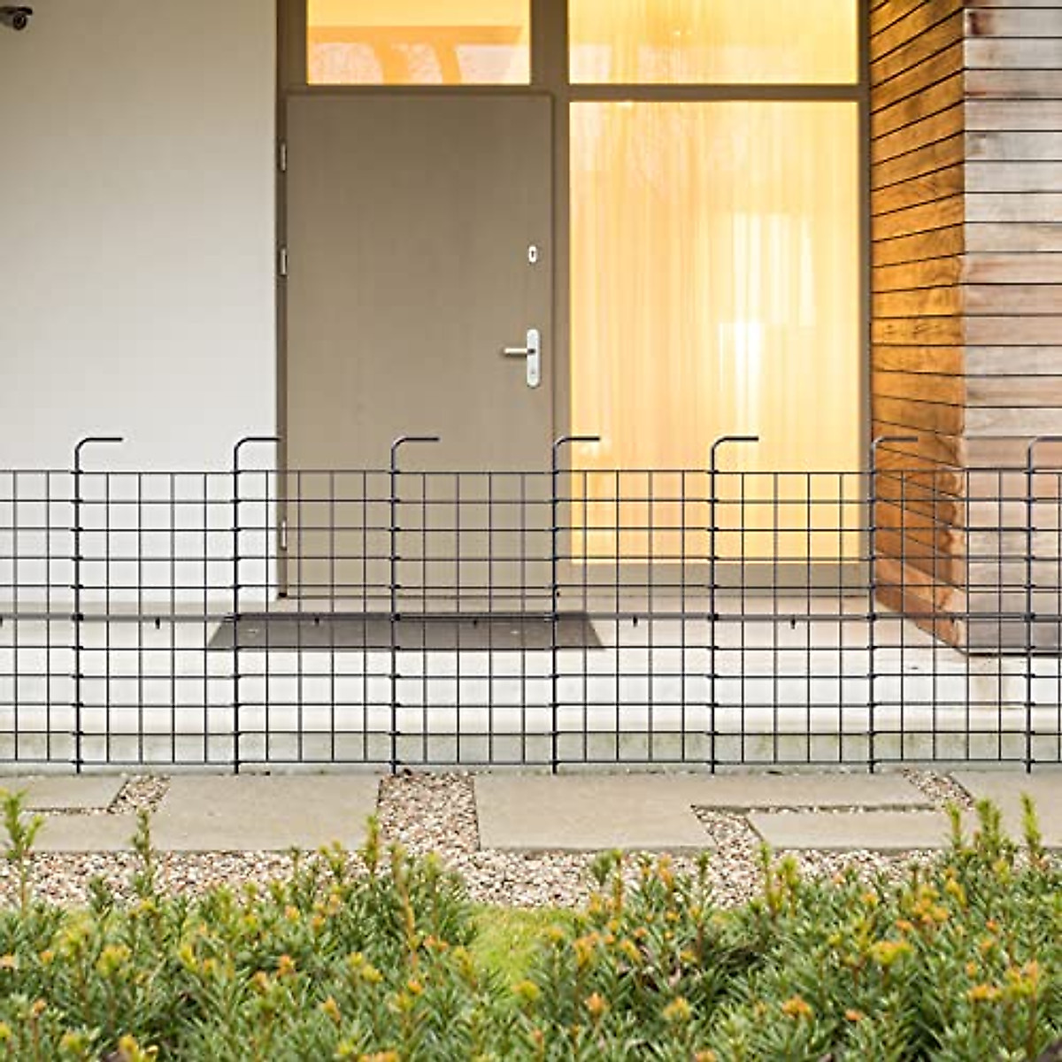 32 Pack Decorative Garden Fence Outdoor 24in x 22ft Coated Metal RustProof Landscape Wrought Iron Wire Border Folding Patio Fences Flower Bed Fencing Barrier Section Panels Decor Picket Edging