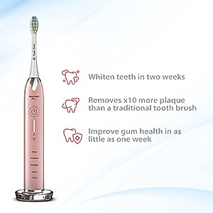 Wagner & Stern Ultrasonic whitening Toothbrush with Pressure Sensor. 5 Brushing Modes and 4 Intensity Levels with 3D Sliding Control, 8 Dupont Bristles, Premium Travel Case.
