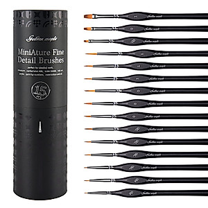 Miniature Paint Brushes, 15PC Model Brushes Micro Detail Paint Brush Set, Fine Detailing for Acrylics, Oils, Watercolors & Paint by Number, Citadel, Figurine, Warhammer 40k (Black)