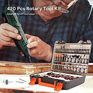 DEPSTECH Rotary Tool Accessories Kit, 420Pcs Accessory Set, 1/8"(3.2mm) Diameter Shanks, Universal Kit Fits All Tool for Carving, Sanding, Cutting, Drilling, Grinding, Cleaning and Polishing- AT420