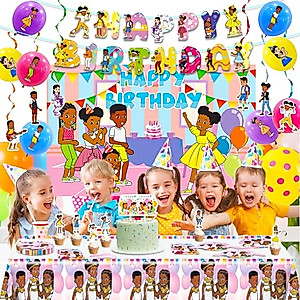 Gracie Corner Party Decorations - 155Pcs Gracies Corner Decorations include Banner Tablecloth Backdrop Ballons Cupcake Cake Toppers Tableware Hanging Swirls. Gracie Corner Birthday Decorations