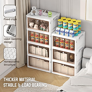 AHEONLAR 4 Tier Plastic Storage Bins with Drawers - Foldable Stackable Storage Bins with Lids - Closet Craft Organizers and Storage - 24QT Plastic Drawer Storage for Bedroom Study Toy Room Office