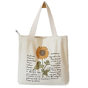 Floral Canvas Tote Bag Botanical Shopping Bag Aesthetic Flower Tote Bag Canvas Grocery Bag for Women Trendy Tote One Size