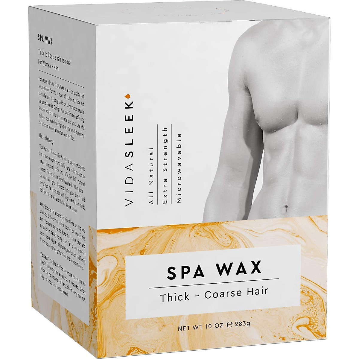 VidaSleek Hair Removal Wax Kit - Extra Strength Hair Removal Wax For Men and Women - Thick to Coarse Hair - 10 Oz