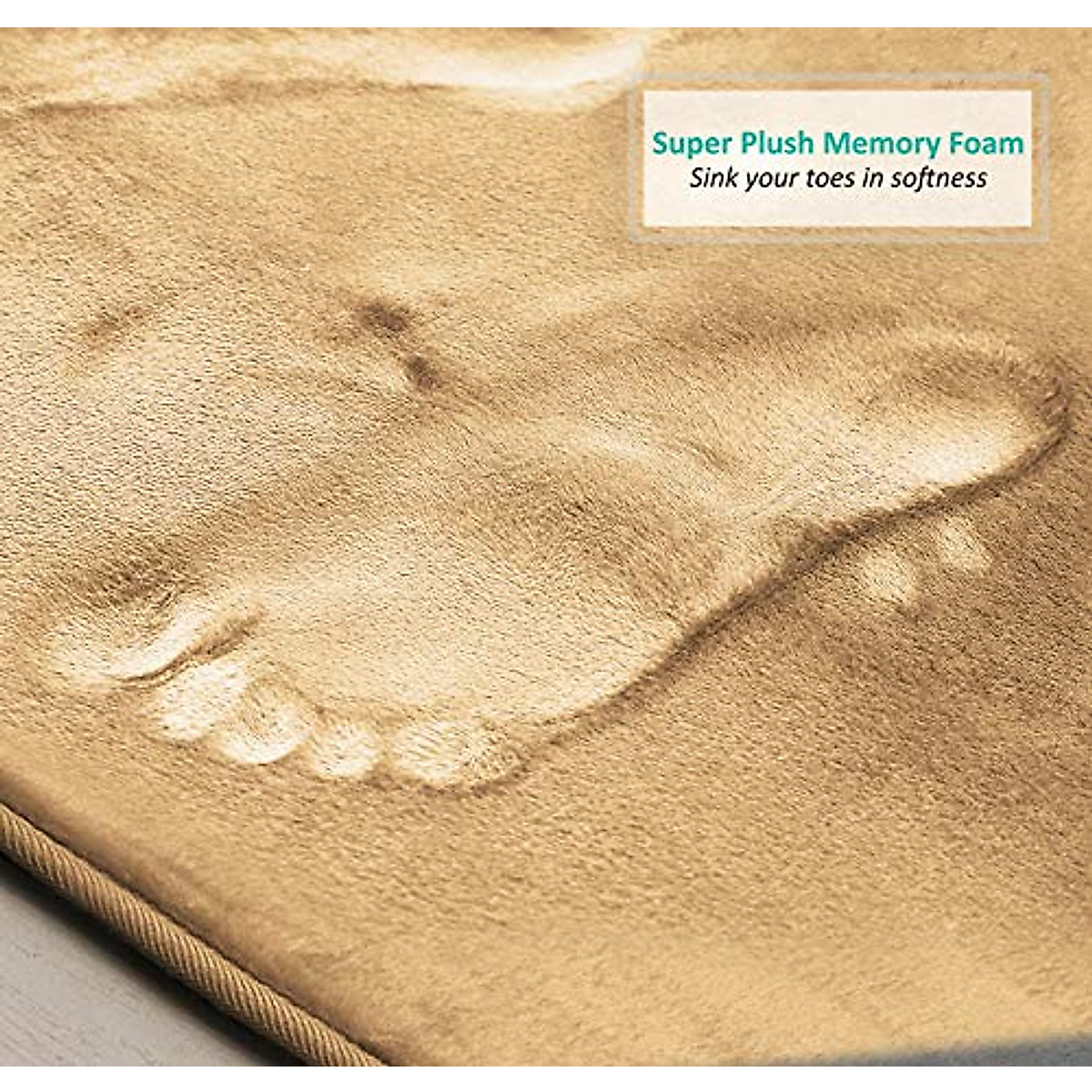 Clara Clark Bathroom Rugs, Ultra Soft Plush Bath Mat for Bathroom, Non-Slip, Velvet Memory Foam Bath Rugs, 17 x 24, Solid Camel Gold
