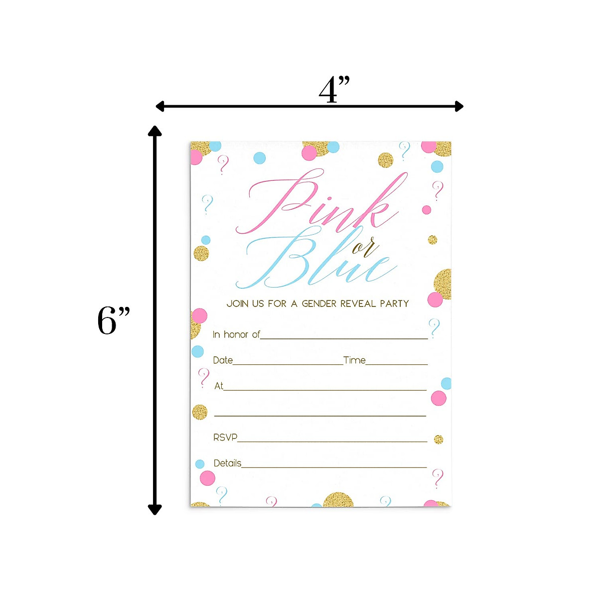 Abstract Gender Reveal Invitations with Envelopes (15 Pack) Blank Invites for Baby Revealing He or She Party – Pink and Blue Theme Boy or Girl – Fill-In Details on Printed Invite Card Set 4x6