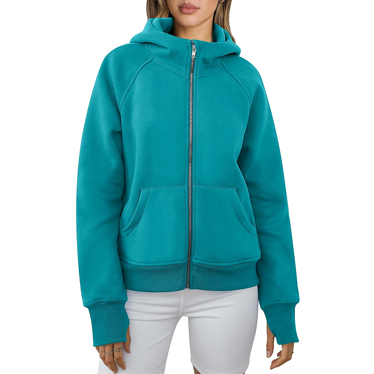 ANRABESS Womens Cropped Zip Up Hoodies Fleece Sweatshirts Zipper Jackets Hooded Pullover Sweaters 2024 Teens Preppy Clothes Medium