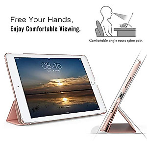 MoKo Case Fit Apple iPad Pro 9.7 Inch 2016 Release Tablet ONLY(A1673/A1674/A1675) - Slim Lightweight Smart Shell Stand Cover with Translucent Frosted Back Protector, Rose Gold (with Auto Wake/Sleep)