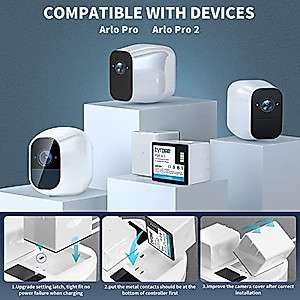 Arlo Pro 2 Batteries , tyrone Rechargeable 7.2V 2440mAh Arlo Battery Replacement for Arlo Pro/Arlo Pro 2 Camera VMA4400 [ NO for Arlo Ultra/Arlo Pro 3 ] 4 Pack A-1 Battery with 2-Bay Charger