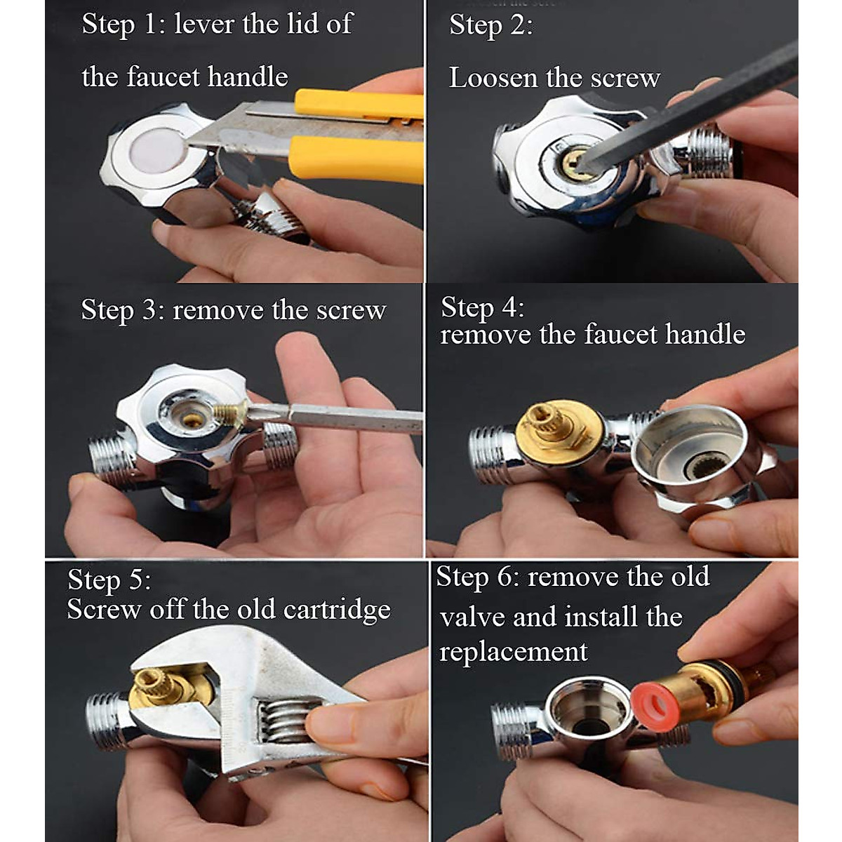 HGB VERIMP Pair of Replacement Brass Ceramic Disc Stem Cartridge, Faucet Valve, Quarter Turn, 1/2" X 53mm x 12mm Spline Length, 20 Teeth