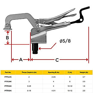 BuildPro PTT934K Inserta Plier, Table Mount Clamp, Rear Crank Handle, 5/8" Insert Diameter, 3-3/8" Throat Depth