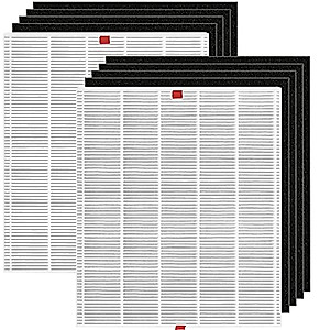 C545 Replacement Filter S Fit for Win-ix C545 Air Puri-fier, 2 Pack H13 Ture HEPA Filter and 8 Pack Activated Carbon Filters, Replace Part # 1712-0096-00 and 2522-0058-00