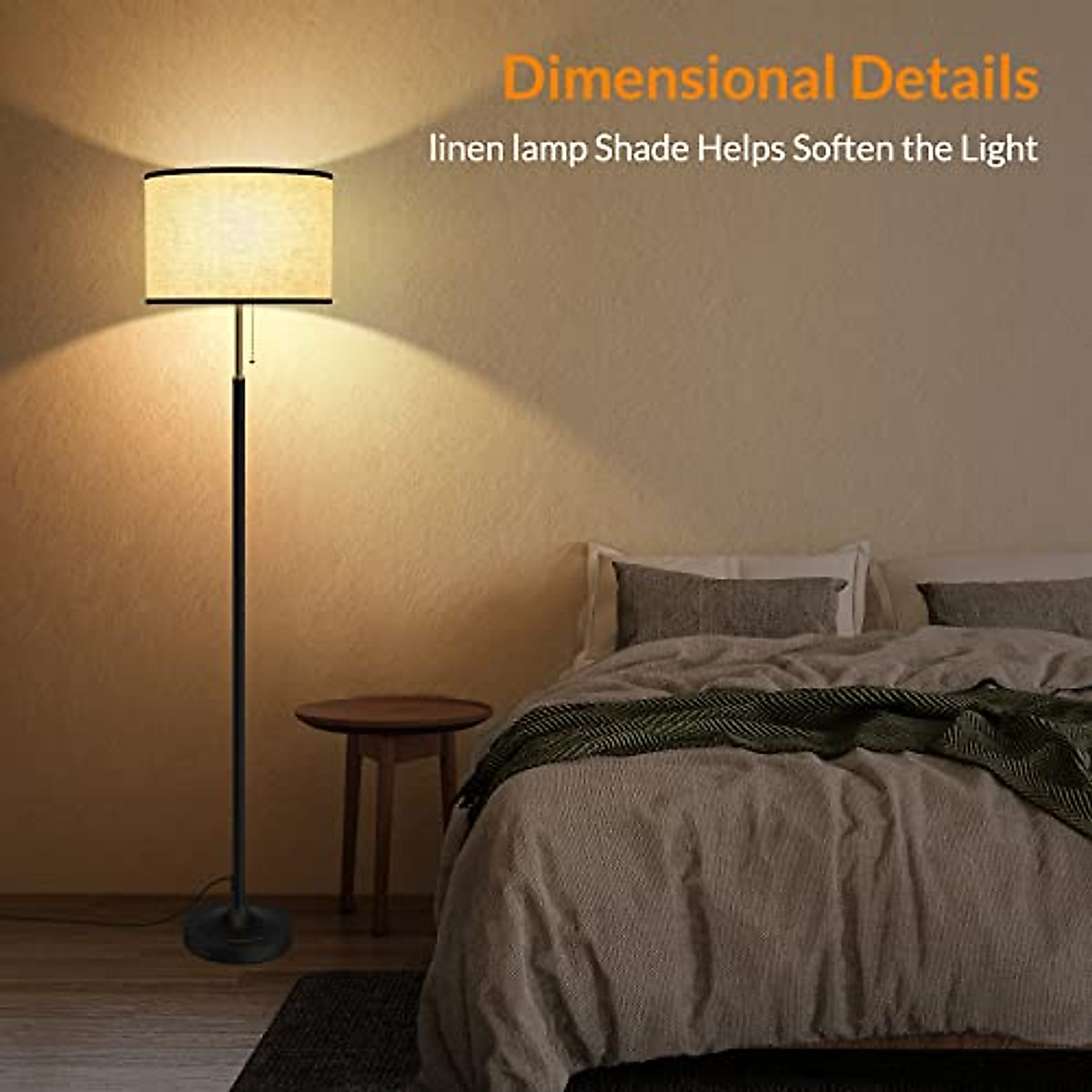 LEPOWER Floor Lamps for Living Room, Modern Standing Lamp for Bedroom, Black Tall Floor Light, Mid Century Floor Lamp, Minimalist Studying Lamp for Office, Study Room (E26 9W Bulb Included)