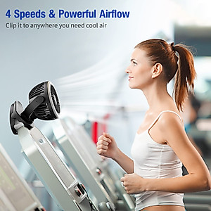 zoolb 10000mAh Camping Lantern Fan, 4 Speeds Clip On Fan, Battery Operated Fan, Portable Personal Fan, 360° Rotation, Time Setting, 40 hrs Working Time, for Tents, Gym, Home, Black