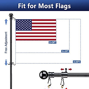 Flag Poles for Outside House - 5ft Tangle Free Flag Pole for House,Flagpoles Residential with Multi-Position Holder Bracket,Heavy Duty Flag Pole Kit High Wind Resistant for Outdoor,Porch,Truck-Black