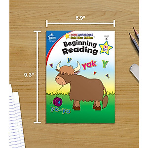 Carson Dellosa Beginning Reading Workbook―Kindergarten Early Reader Phonics Practice With Stickers, Incentive Chart, Puzzles, Coloring Activities (64 pgs) (Home Workbooks)