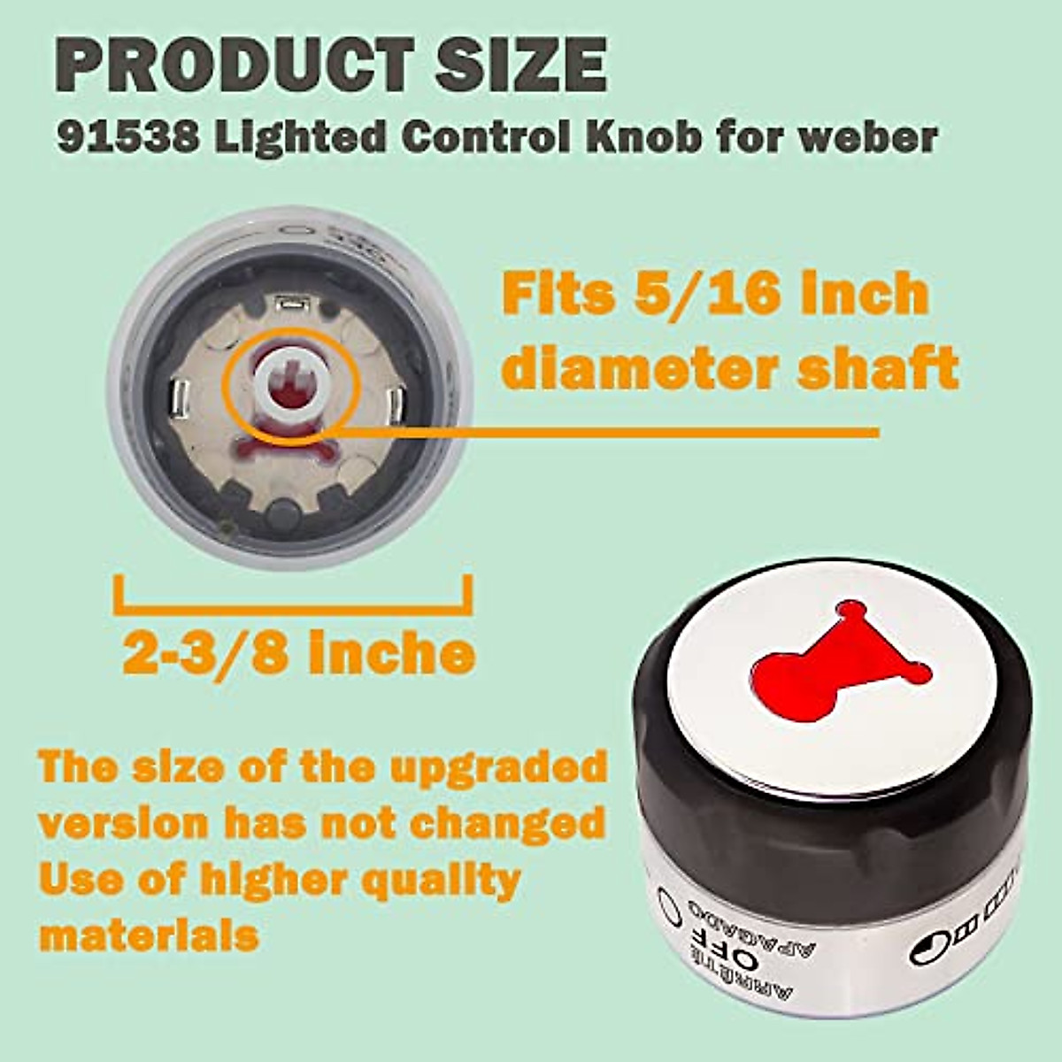 𝟮𝟬𝟮𝟯 𝐔𝐩𝐠𝐫𝐚𝐝𝐞𝐝 91538 Gas Grill Lighted Control Knobs(OEM) , 91538 Knob Compatible with Weber Summit 400/600 Grills Manufactured 2012 and Later, Fit for E-470/670, S-460/470/660/670 etc.