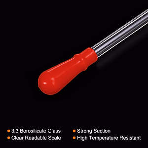 PATIKIL Graduated Dropper Pipettes Kit, 3 Pack 1ml Borosilicate Glass Pipette with Rubber Squeeze Bulb for Transfer Liquid for Lab, Chemistry, Clear