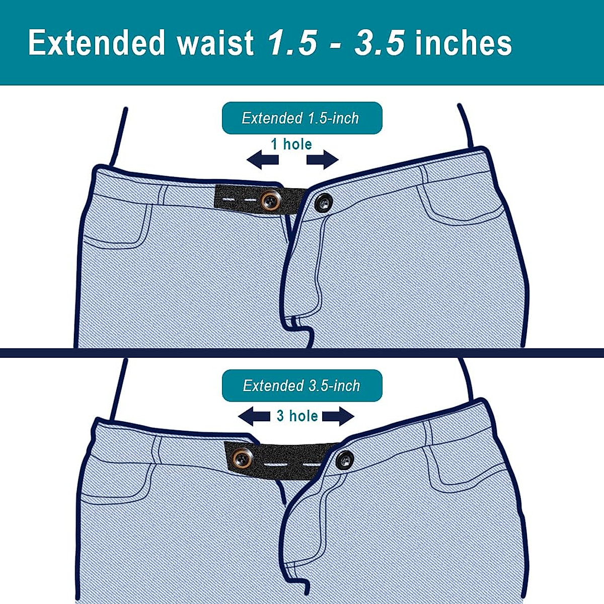 YUANHANG 15Pcs Waist Extender for Pants Jeans: Elastic Waistband Button Expander for Women Men