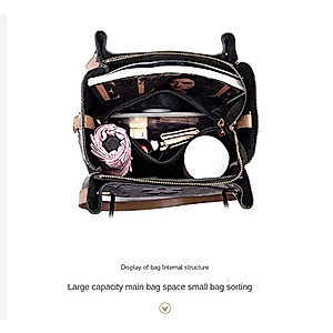 MMKJHNBHQ Women's Leather Tote Wallet, Casual Top Handle Bucket Crossbody Travel Shopping Shoulder Bag (Black)