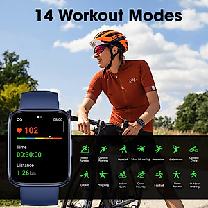 LIVIKEY Smart Watch, Fitness Tracker Watch with Heart Rate Monitor, Sleep Tracker, 45mm Fitness Watch IP68 Waterproof Smartwatch for Women Men Step Counter Pedometer for iOS and Android Phones