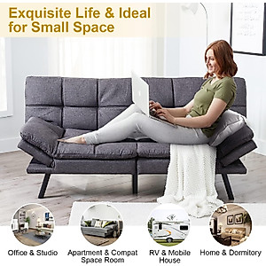 MUUEGM Convertible Futon Sofa Bed Memory Foam Futon Couch Bed Modern Leather Futon Sofa Couch Love Seat Sofa Sleeper Couch for Living Room,Office,Small Space,Adjustable Armrest&Backrest