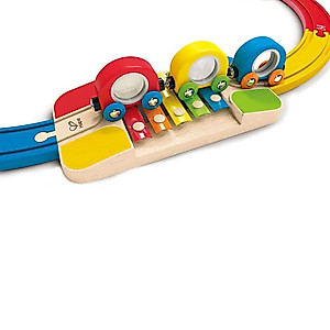 Hape E3815 Rainbow Sights & Sounds Toddler Wooden Railway, Multicolor