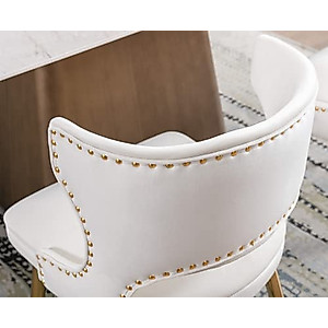 EALSON Velvet Dining Chairs Set of 2 Comfy Upholstered Dining Room Chairs with Gold Metal Legs Modern Accent Kitchen Chairs Armless Side Chairs for Living Room/Dining Room, Beige