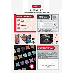 Derwent Colored Pencils, Drawing, Art, Metal Tin, Metallic, 12 Count (2305599)