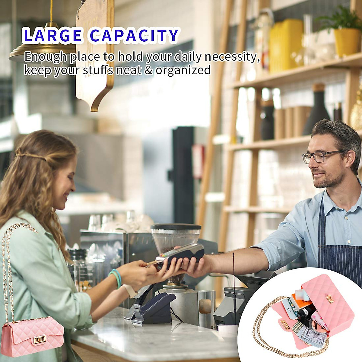 ONLVAN Summer Jelly Crossbody Bag Purse，Fashion Ladies Shoulder Bag, Candy Color Jelly Handbags for Women Girls (Pink)