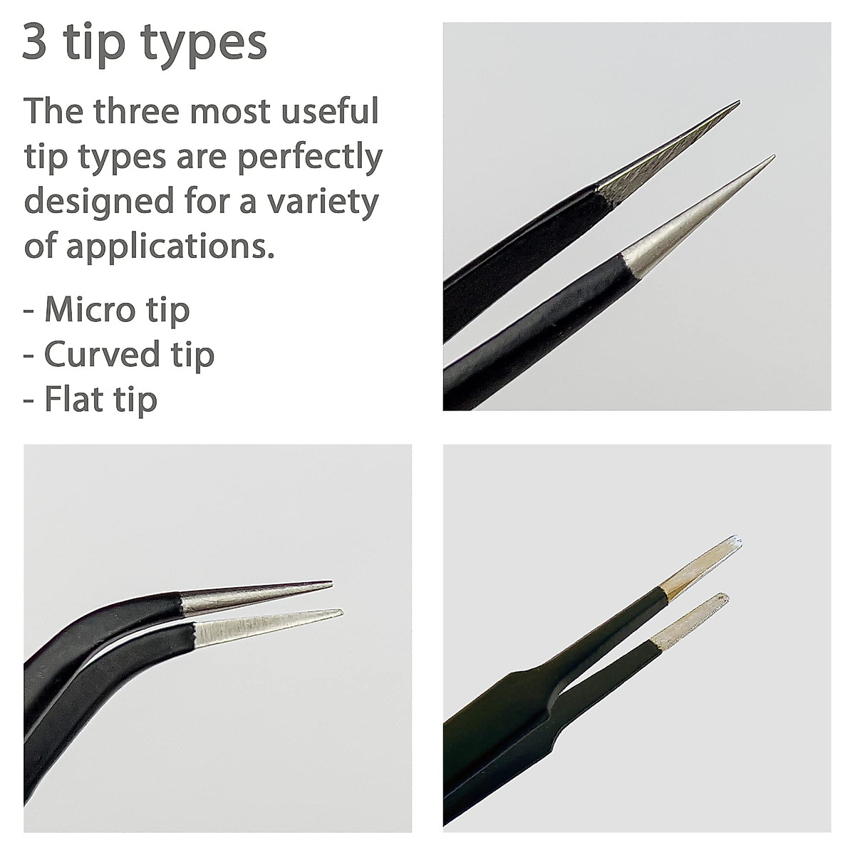HowFixit Precision Tweezers Set for Working with Small Parts, Anti-Static, Non-Magnetic, Acid-Proof, Anti-Corrosion, and Indispensable for Repair Electronics and Soldering