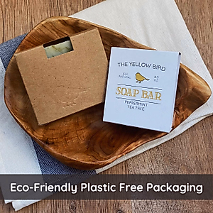 The Yellow Bird Peppermint Tea Tree Soap Bar. Made In USA with All Natural & Organic Ingredients. Pure Essential Oils. Sensitive Skin Body & Face Soap.
