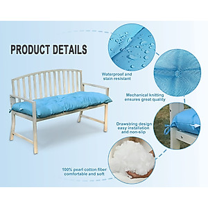 COSNUOSA Outdoor Bench Cushion Waterproof Outdoor Loveseat Cushions Swing Cushions Bench Cushions for Indoor Furniture Sky Blue 60x20 Inches
