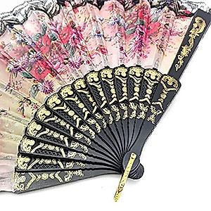 SITAER Spanish Folding Hand Fan,Handheld Fans Summer Vintage Dancing Party Hand Fans for Girls Women (12 PCS, Random Pattern)