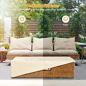 Giantex 2-Piece Propane Fire Pit Table Set with 20 Gallon Tank Side Table, 48 Inch x 27 Inch 50,000 BTU Rectangular Fire Table, Waterproof Cover, CSA Certified Outdoor Furniture for Patio, Garden